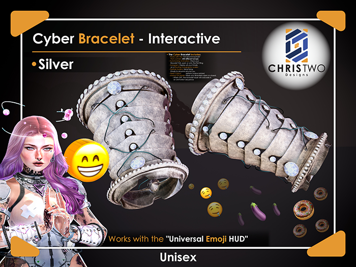Second Life Marketplace - Cyber Bracelet - Silver - [Chris Two Designs]